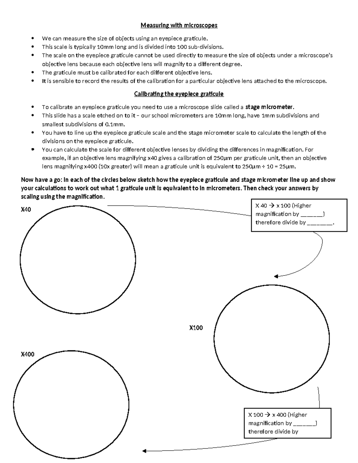 Microscope Calibration Techniques: Measuring with Eyepiece Graticules ...