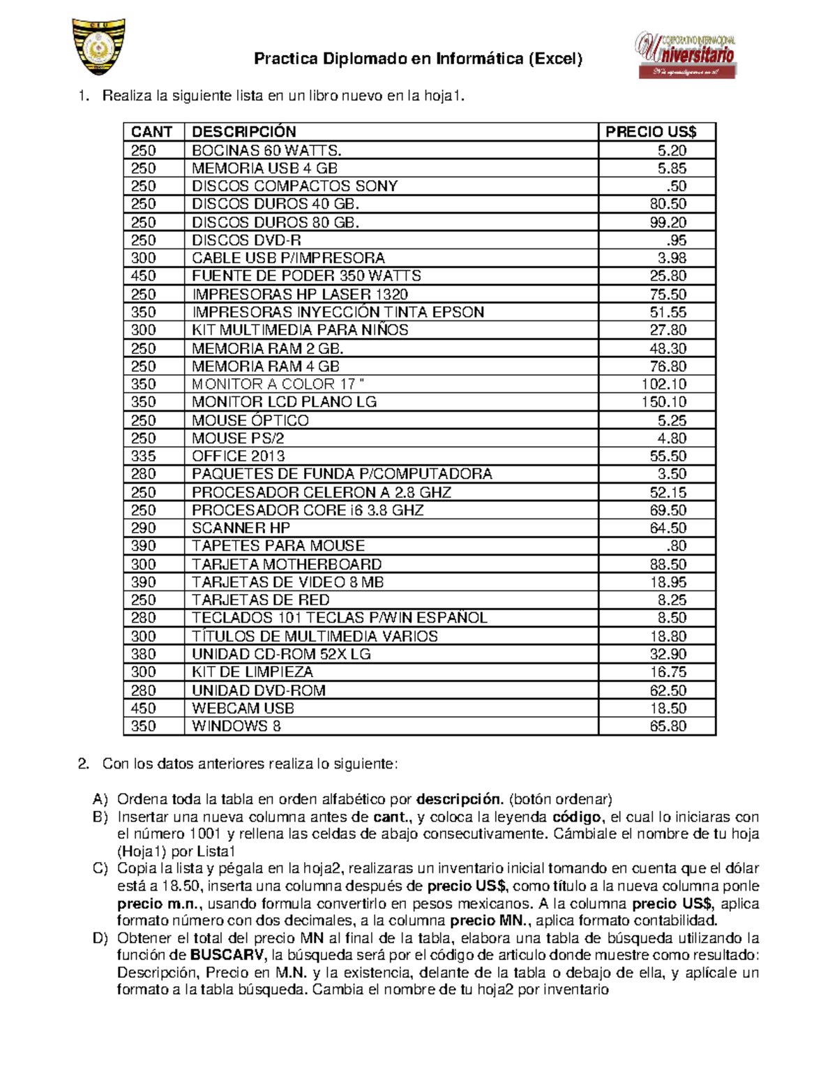 Práctica Final Diplomado en Informática (Excel) - Inventario y Ventas ...
