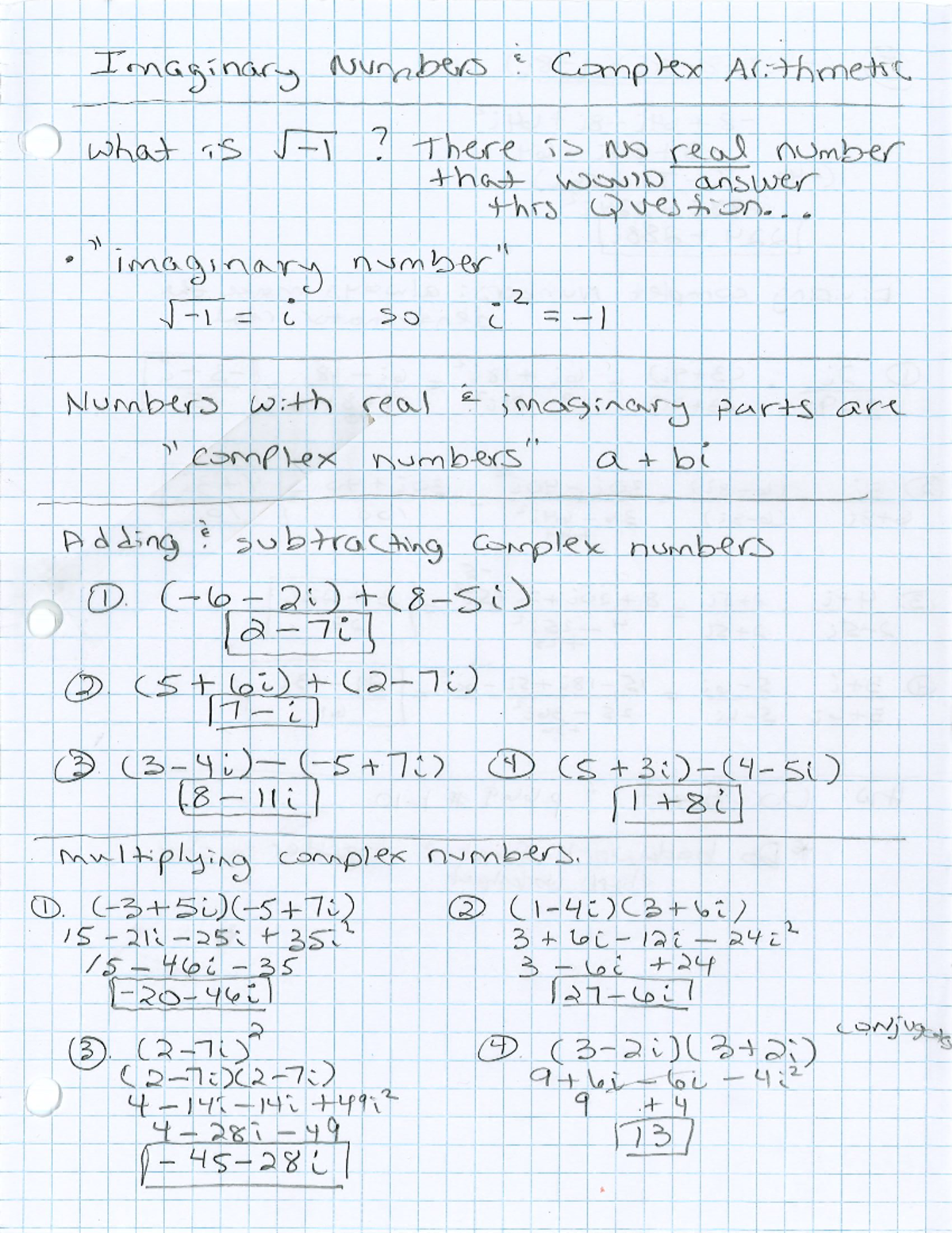 Imaginary Numbers & Complex Arithmetic Notes (MATH 101) - Studocu
