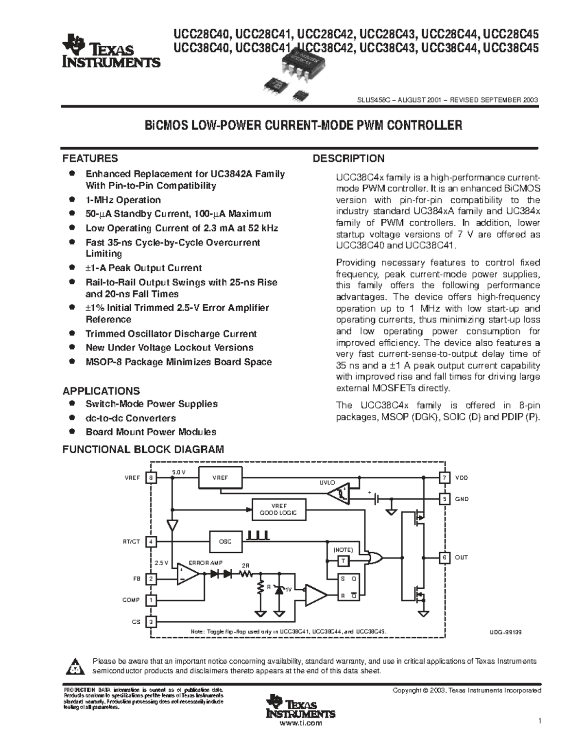 UCC28C40 Data Sheet: Enhanced PWM Controller Features and Specs - Studocu