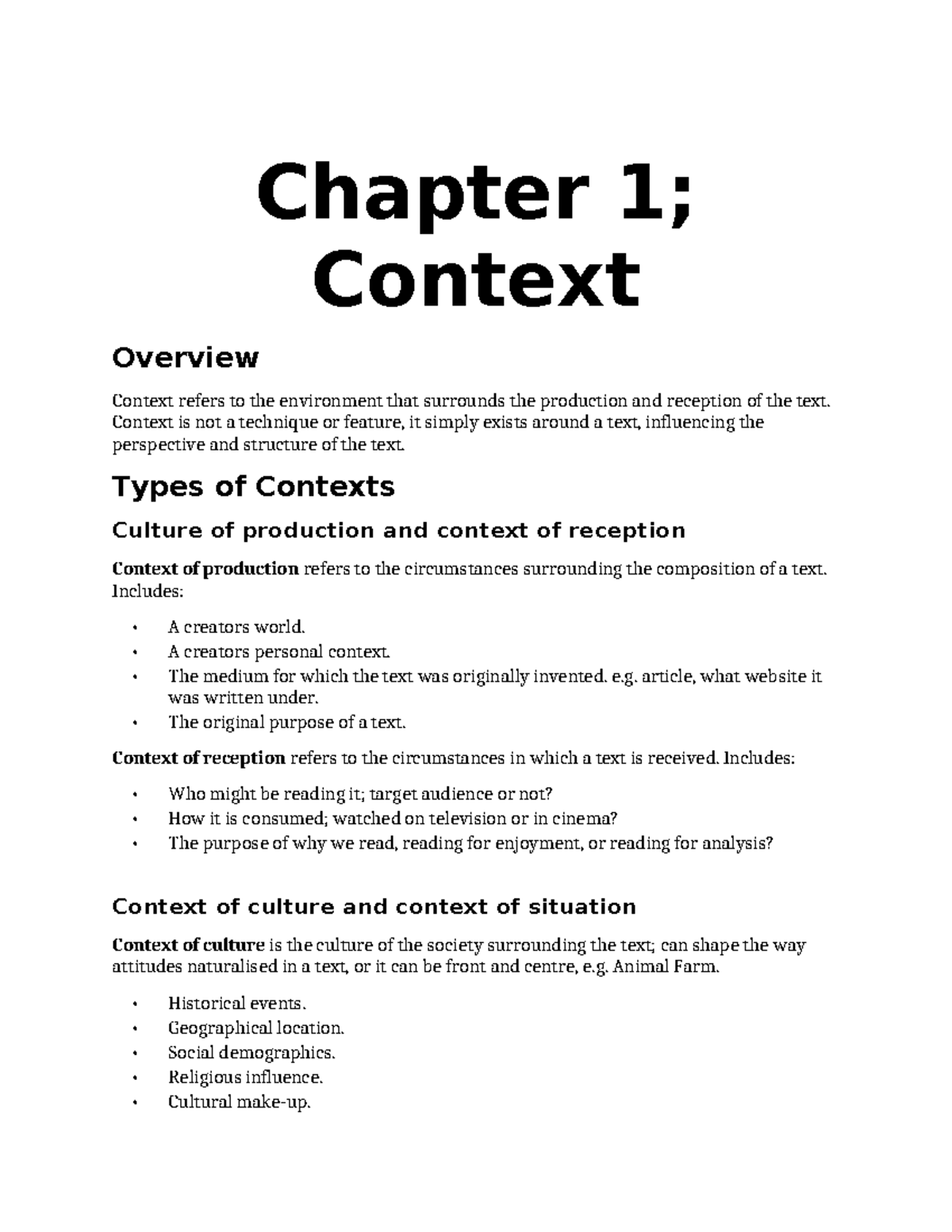 Chapter 1: Context Overview - Year 12 English Insight Study Guide - Studocu