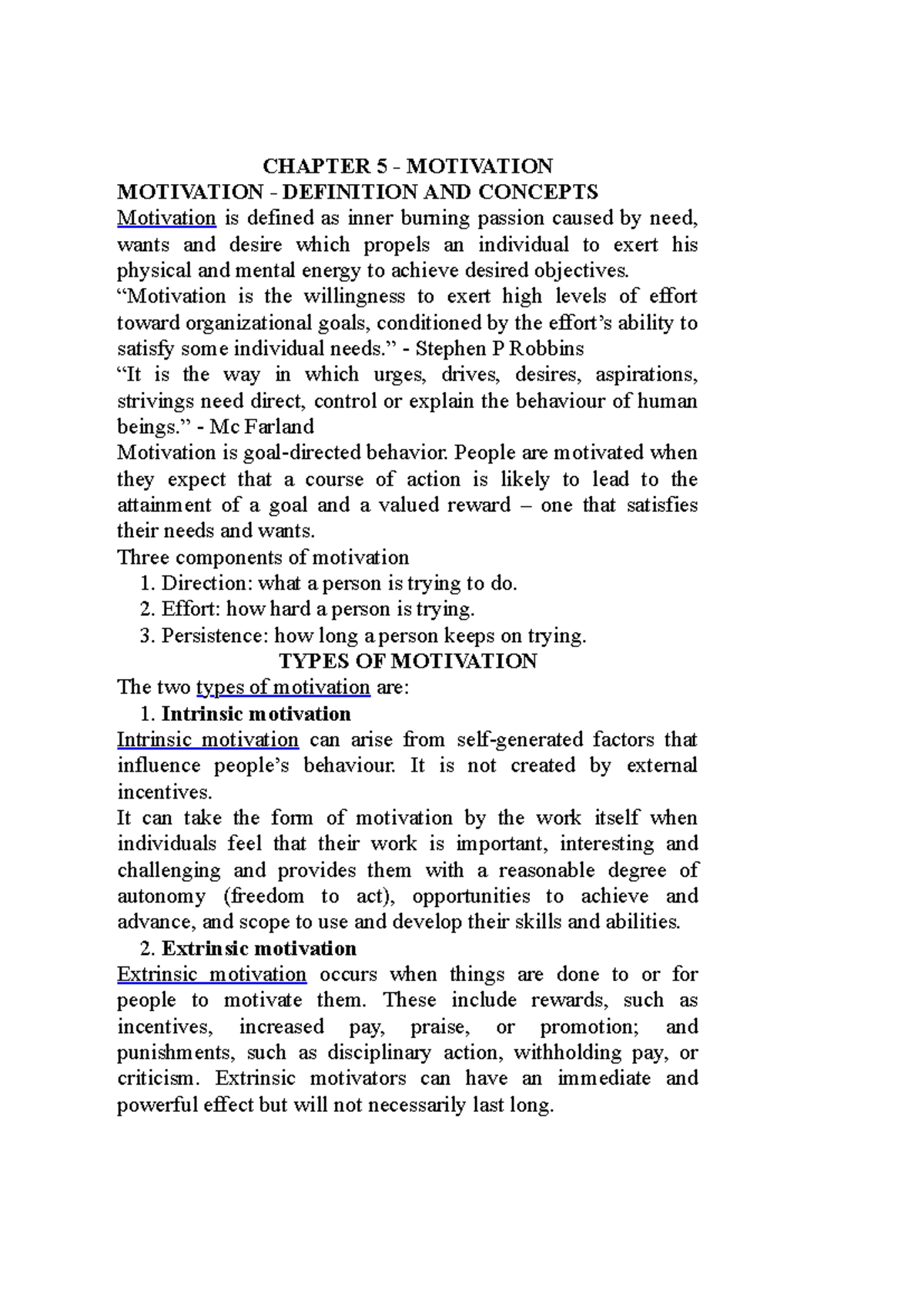 Motivation - Definition and Concepts - CHAPTER 5 - MOTIVATION ...