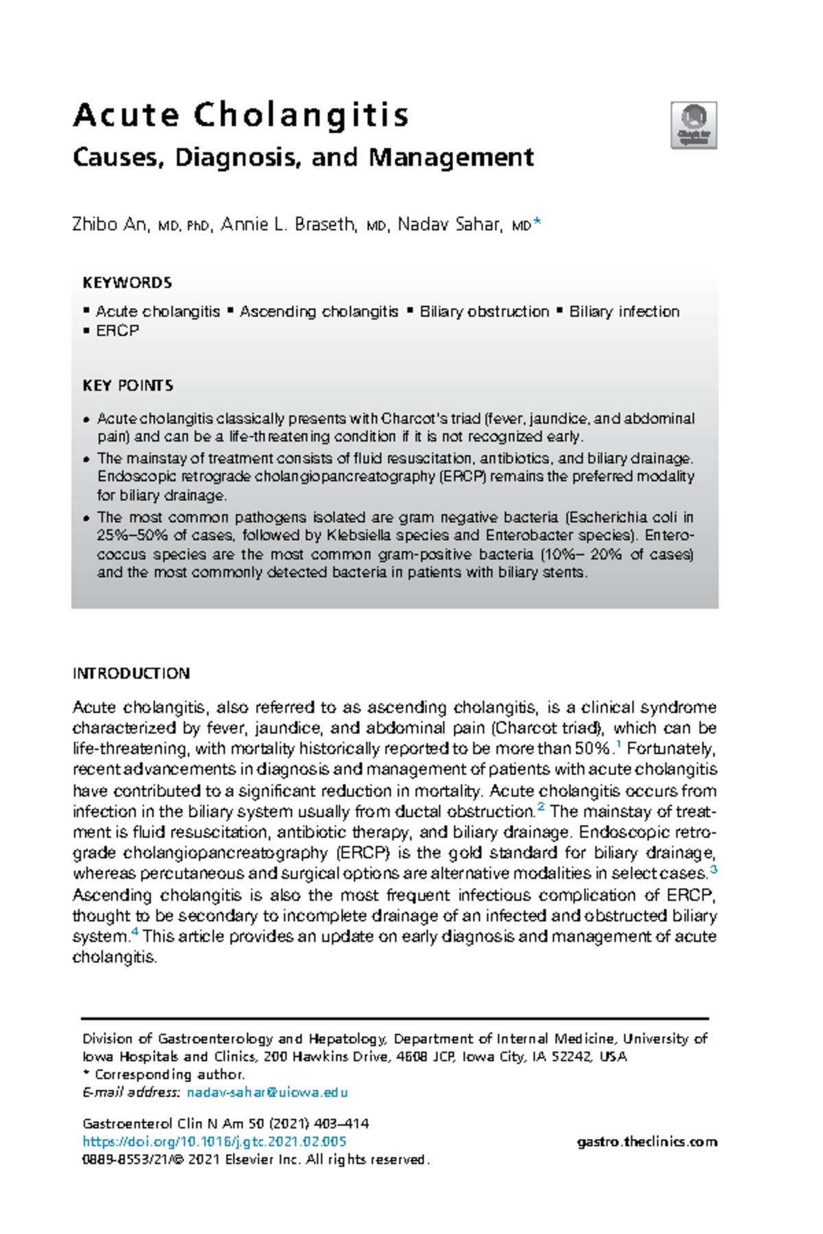 Acute Cholangitis: Causes, Diagnosis, and Management (Gastroenterology ...