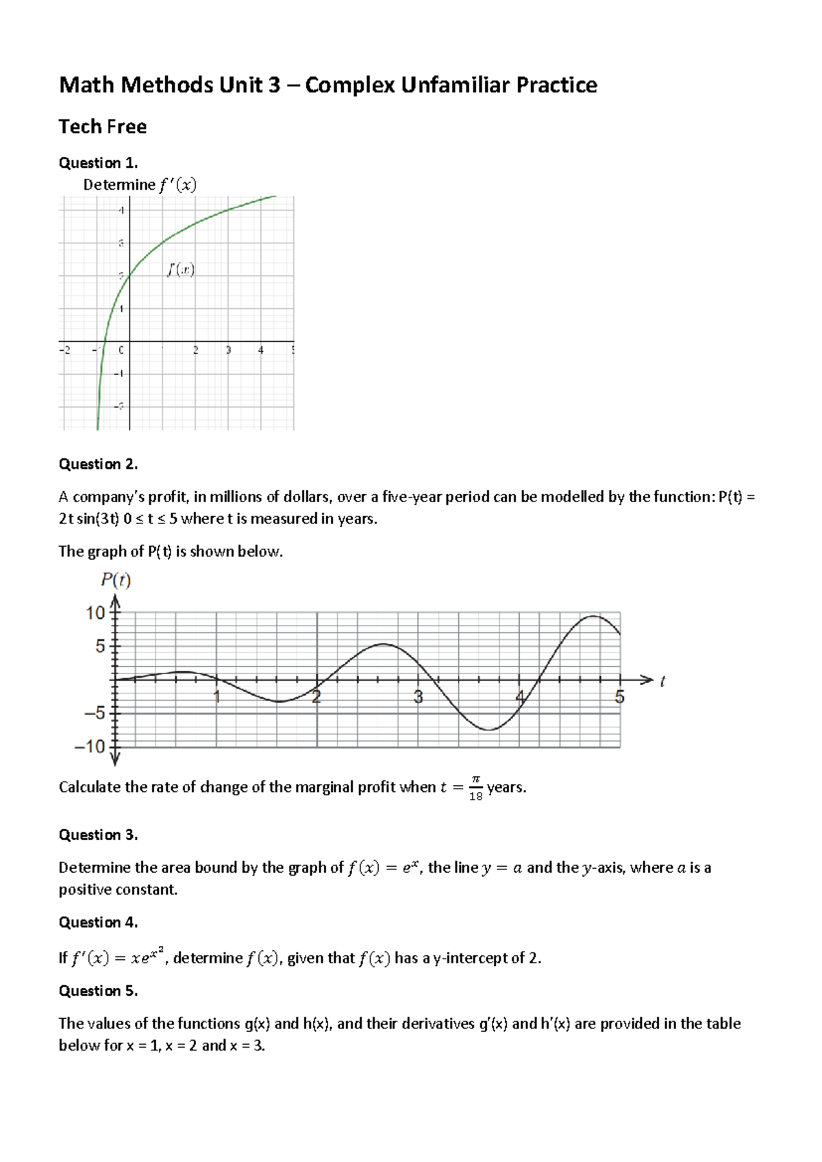 CU Math Methods Unit 3 – Complex Unfamiliar Practice - Studocu
