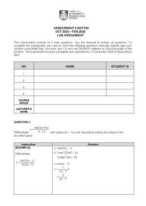 MAT233 Individual Assignment - Assessment 1 Maple Lab Assignment March ...