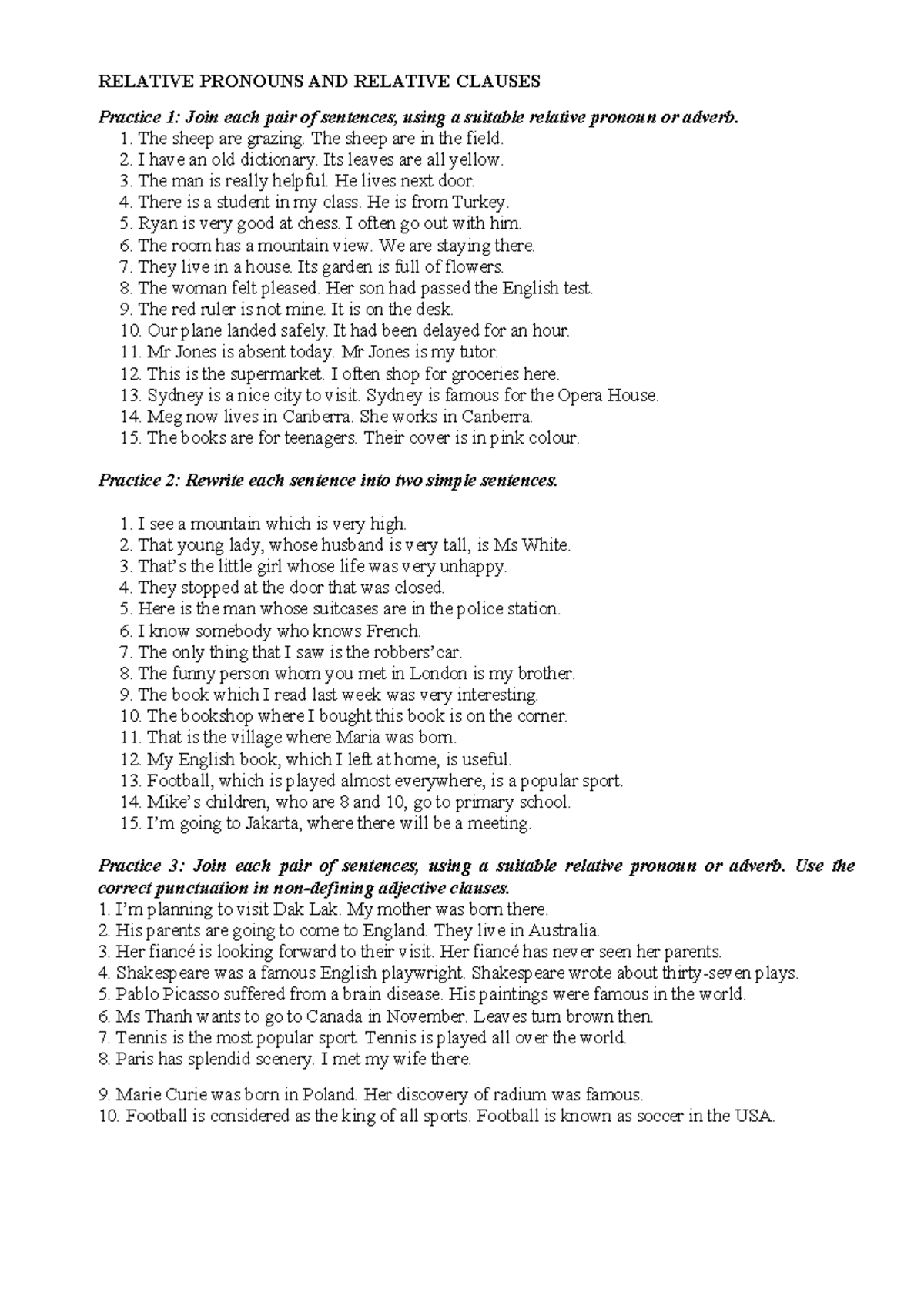 Relative Pronouns and Relative Clauses Review (ENG 101) March 2023 ...