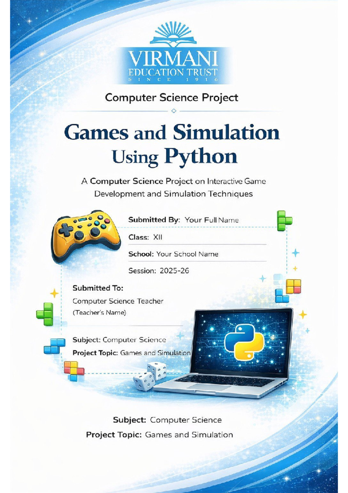CS Project 01: Games & Simulation Development Using Python - Studocu