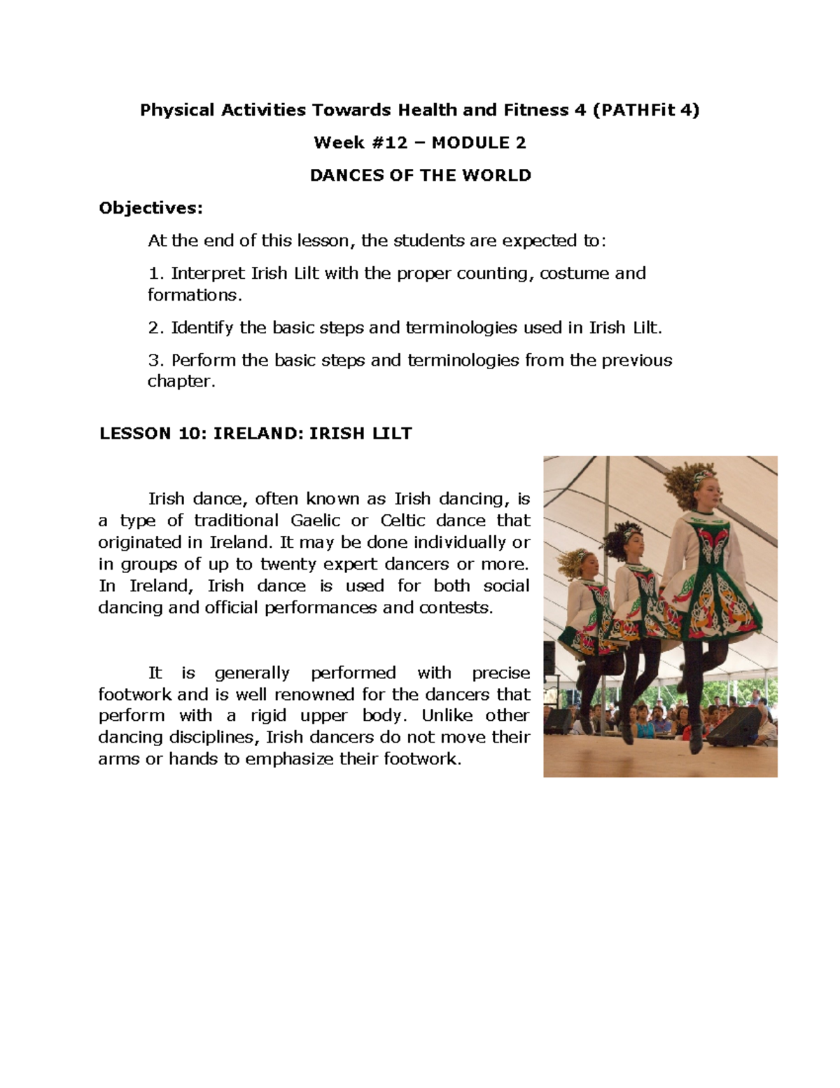 L10 Irish Lilt - Reviews - Physical Activities Towards Health and ...