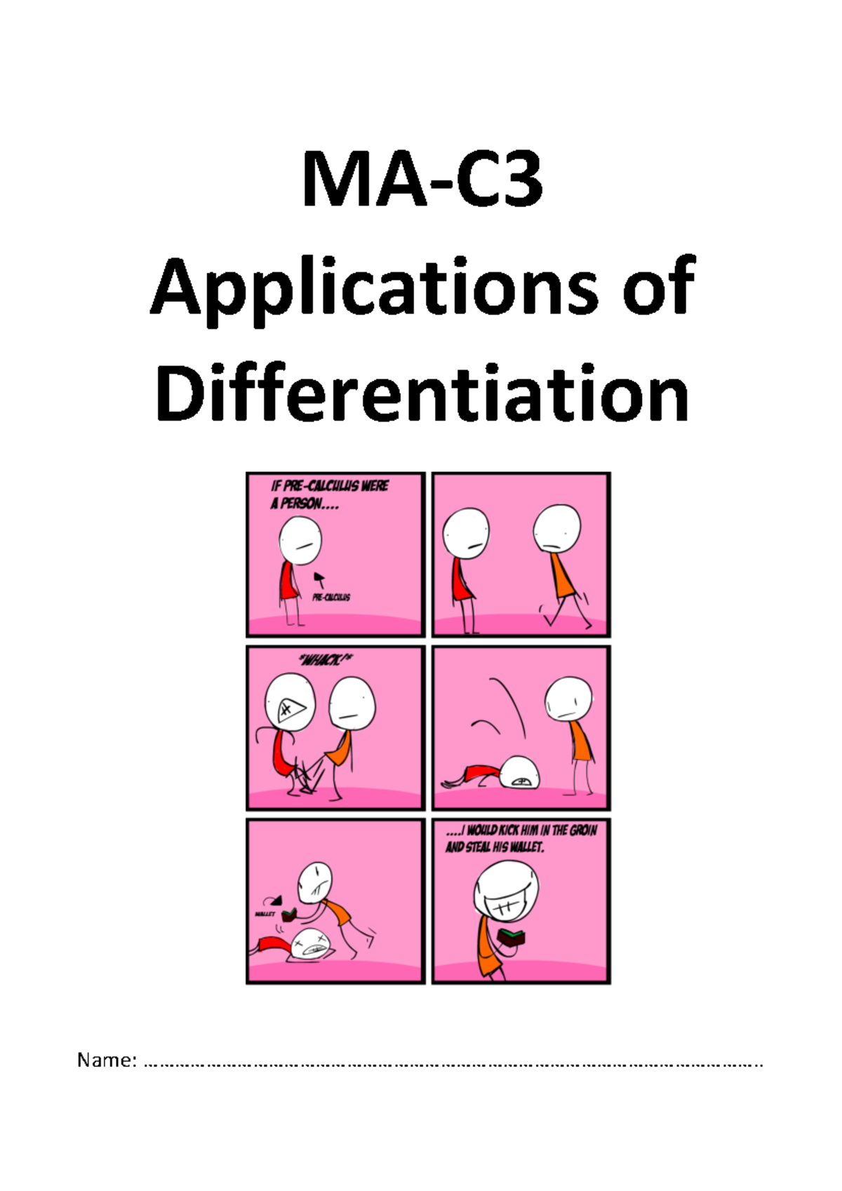 MA-C3 Applications of Differentiation - Lesson Summary and Exercises ...