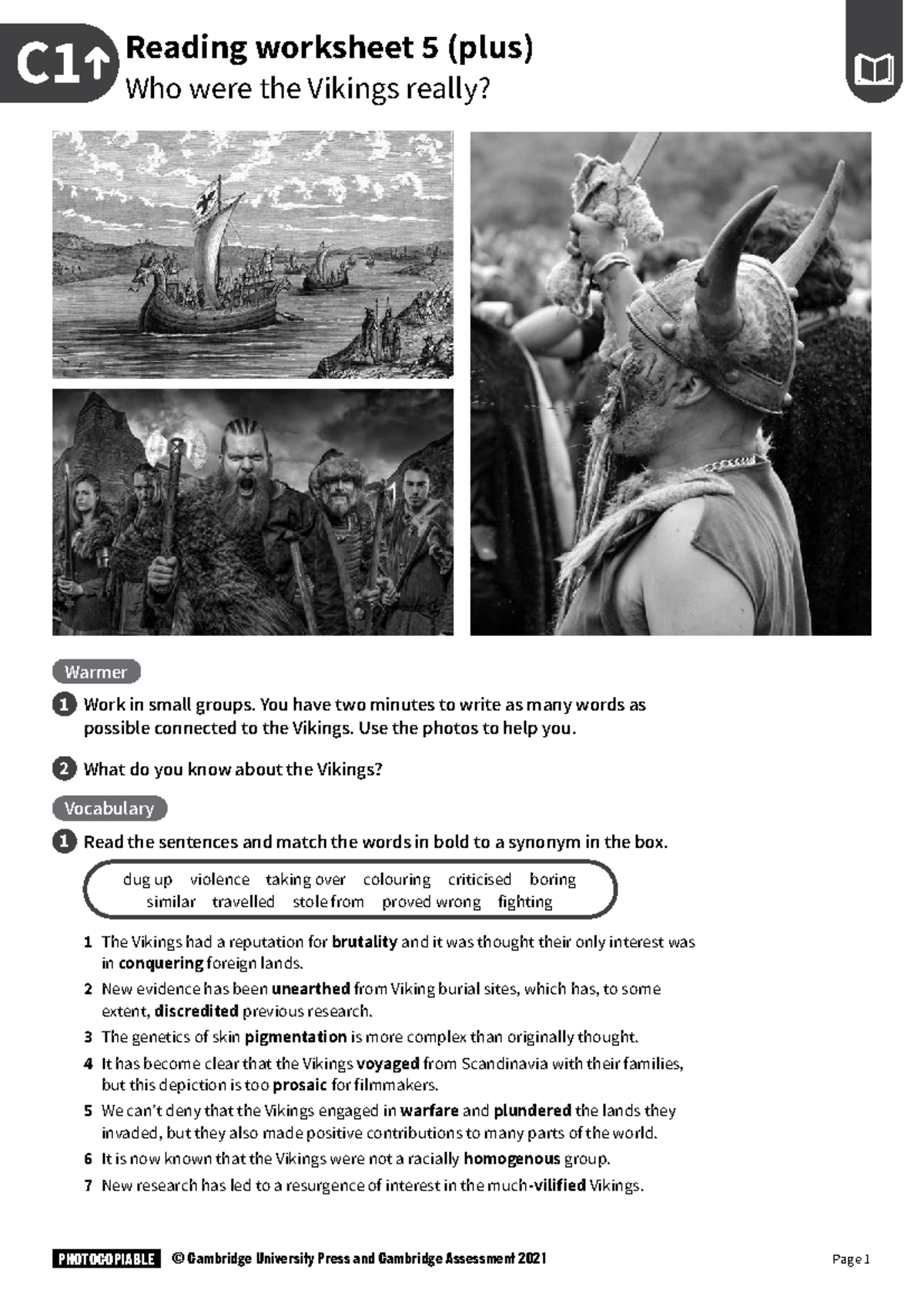C1 Advanced Reading Worksheet 5: Discovering Viking Identity - Studocu