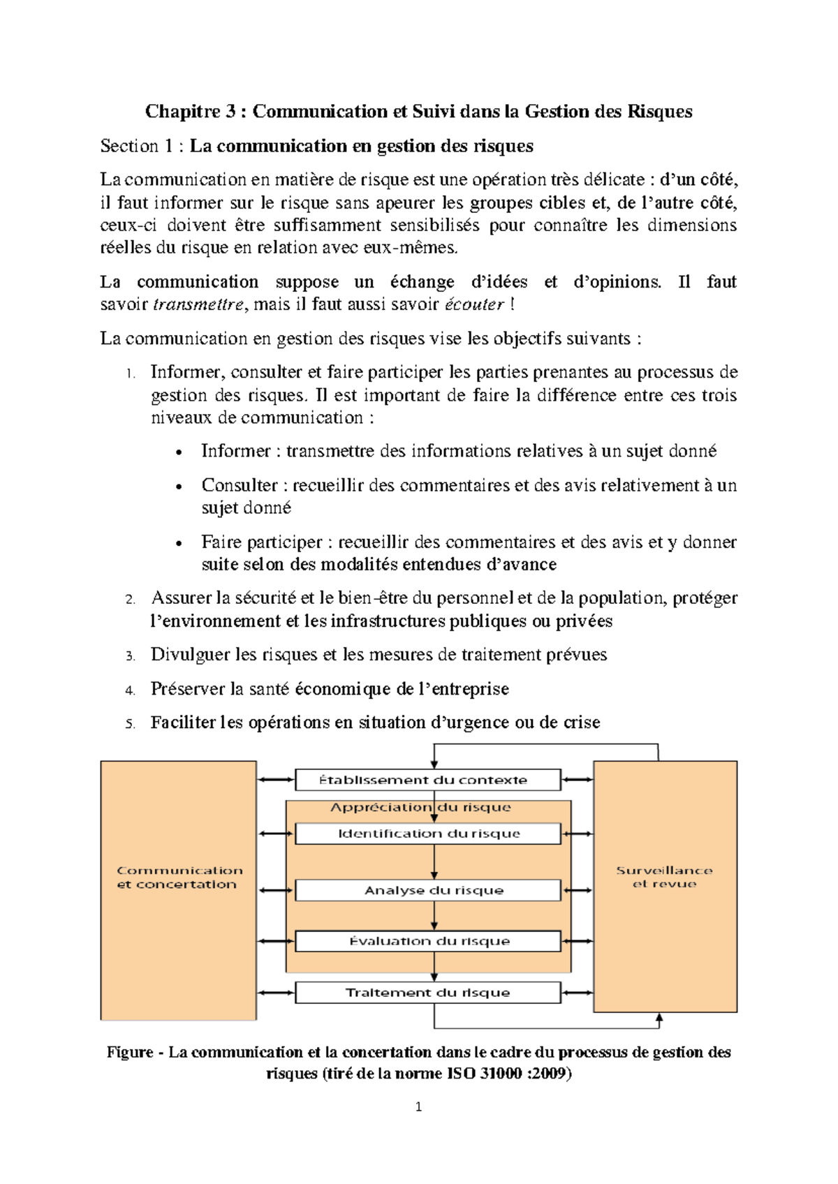 Chapitre 3 : Communication et Suivi en Gestion des Risques - Studocu