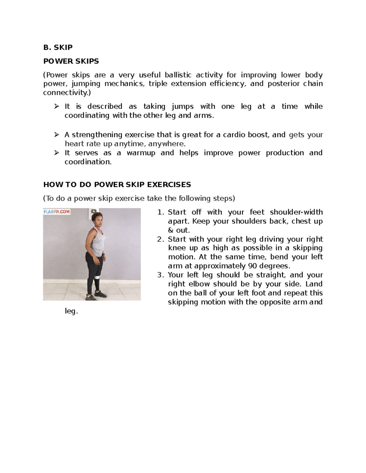Power Skips Technique and Benefits - PE 101 - Studocu