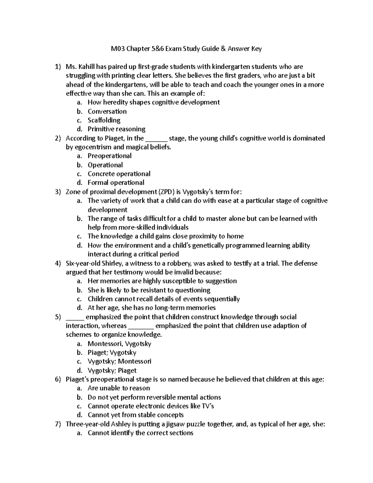 M03 Chapter 5&6 Exam Study Guide & Answer Key Review - Studocu