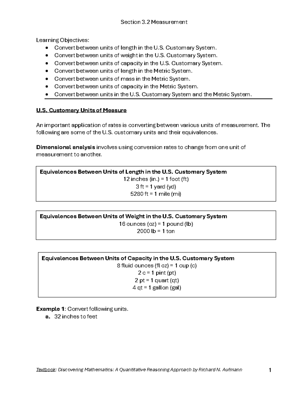 Course 101: Measurement Conversion in U.S. Customary and Metric Systems ...