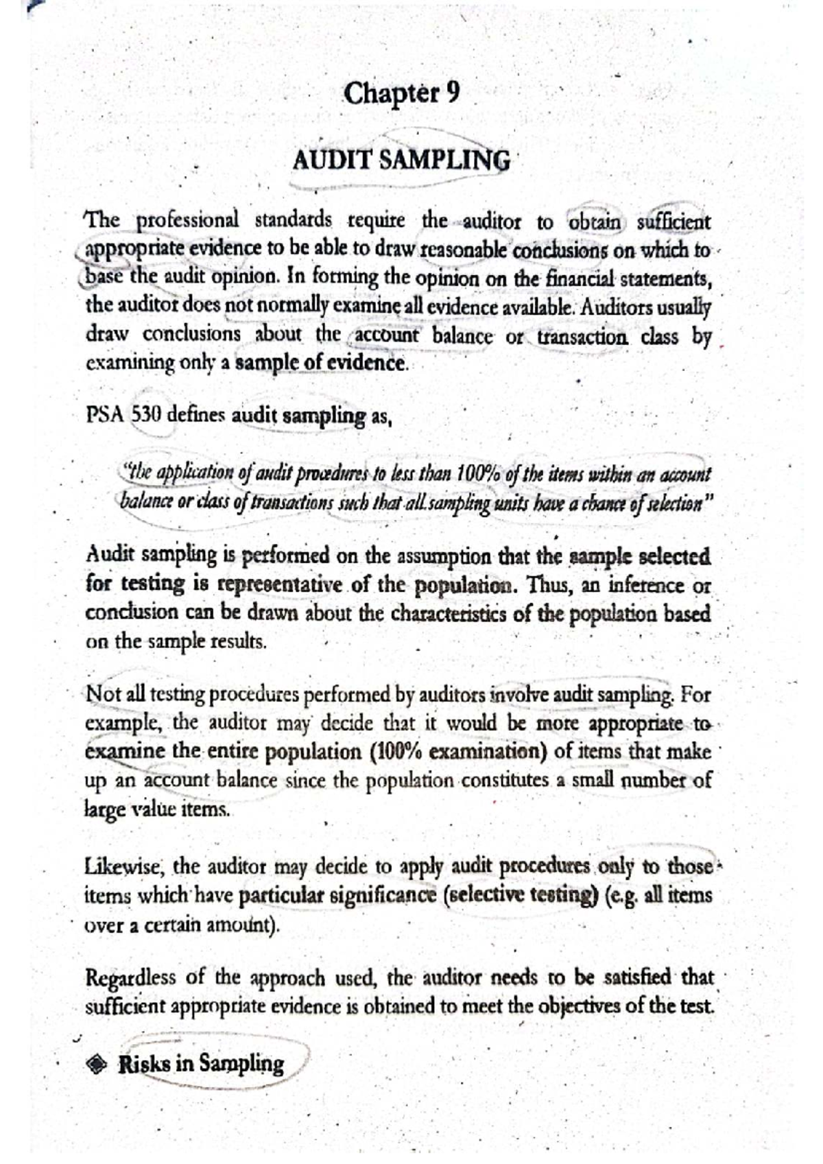 Chapter 9: Audit Sampling Techniques and Risks (AUD 101) - Studocu