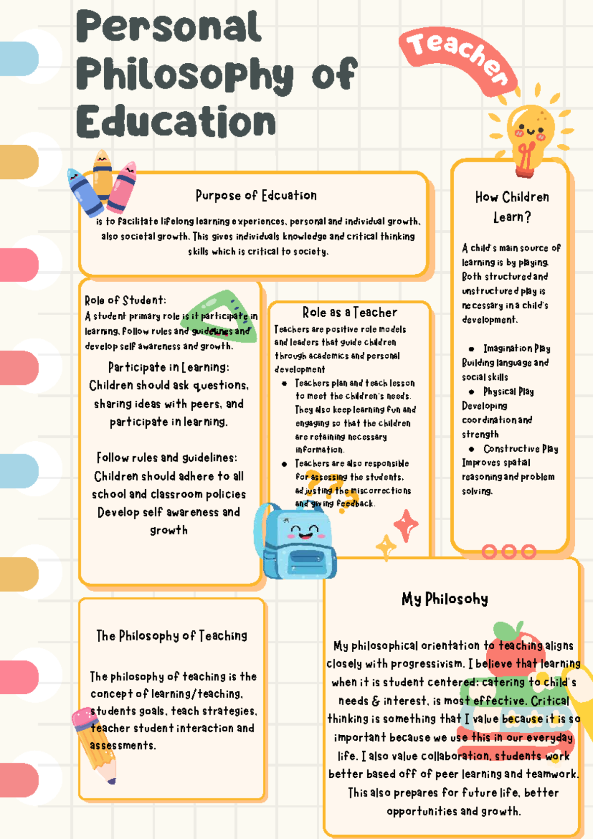 EDU 101: Personal Philosophy of Education and Student Learning - Studocu