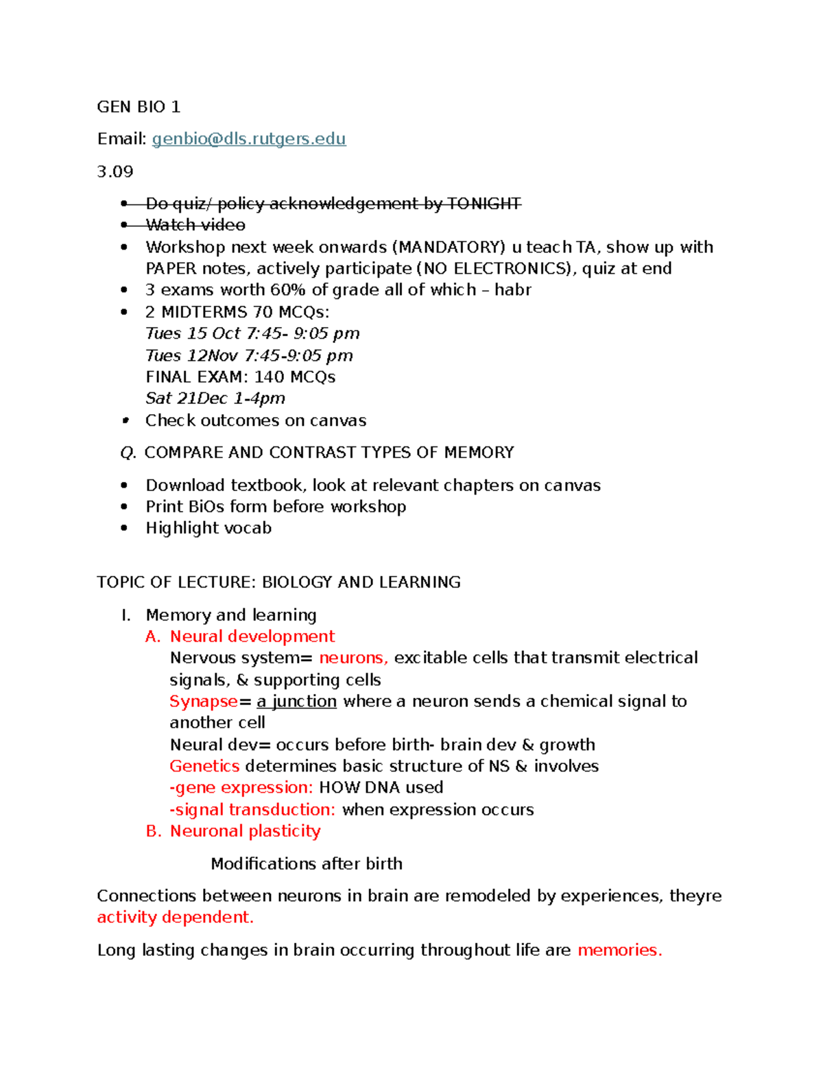 Gen Bio chapter 1 - GEN BIO 1 Email: genbio@dls.rutgers 3. Do quiz ...