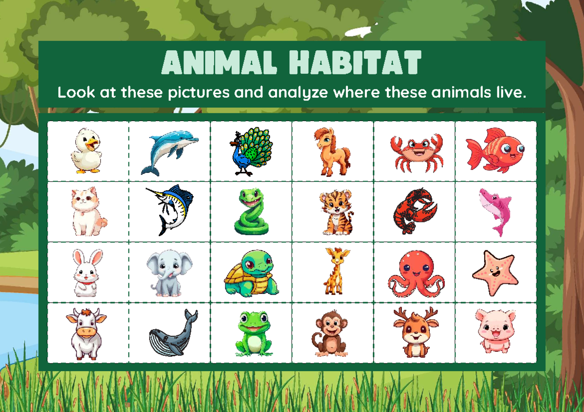Animal Habitat Classification Digital Worksheet - Science 3 - Look at ...