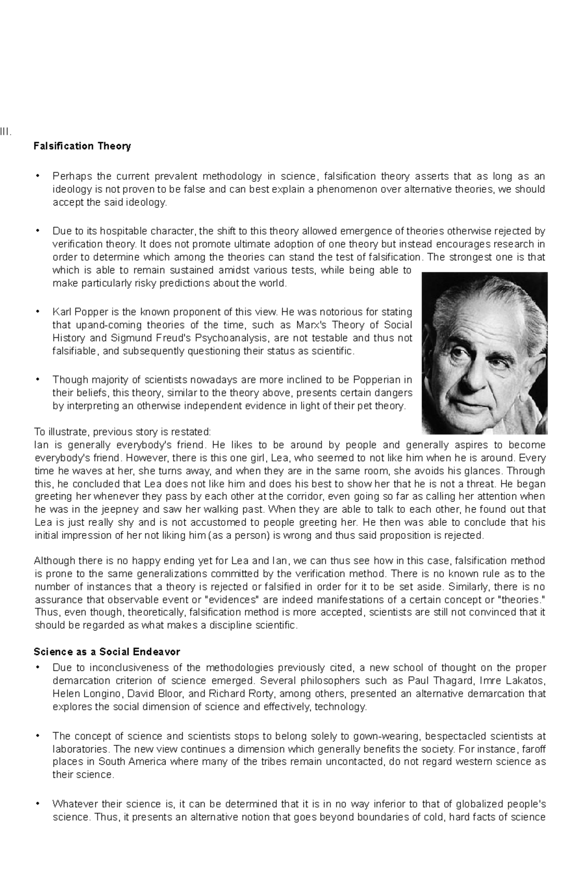 IM-12 Science, Technology And Society - III. Falsification Theory ...