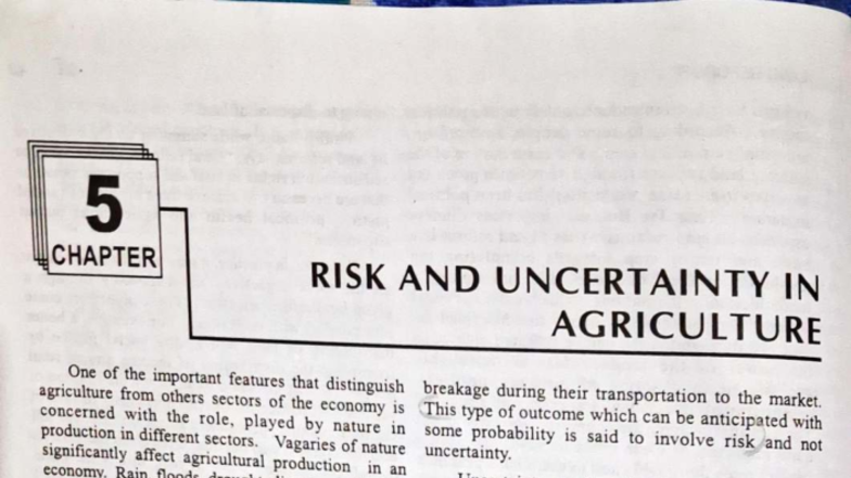 5 CHAPTER RISK AND UNCERTAINTY IN AGRICULTURE: Understanding ...