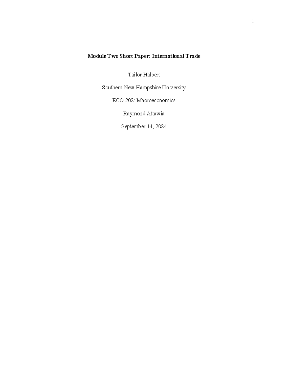 ECO 202 Module Two - Short Paper on International Trade Dynamics - Studocu