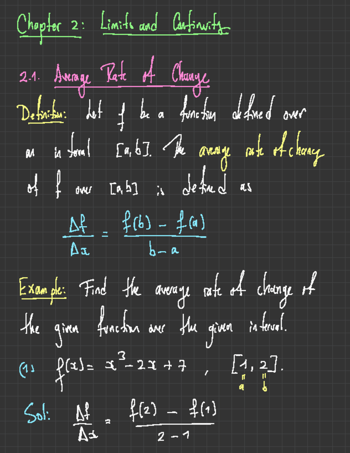Average Rate of Change & Continuity - Chapter 2 Notes - Studocu