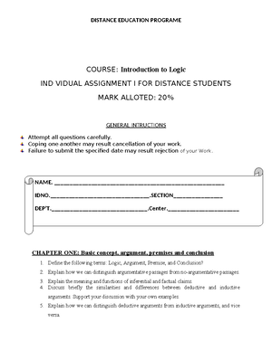 Logic mid exam AAU - Introduction to logic and critical thinking - Studocu