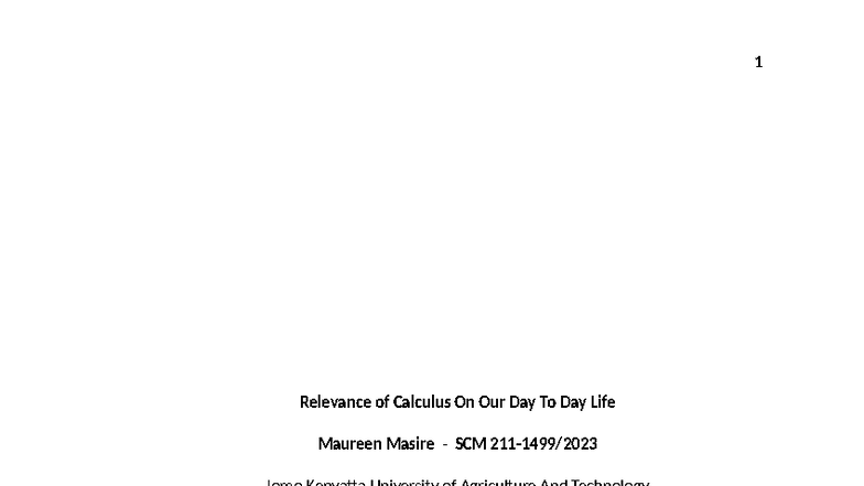 Relevance of Calculus in Daily Life: Applications & Impact - Studocu