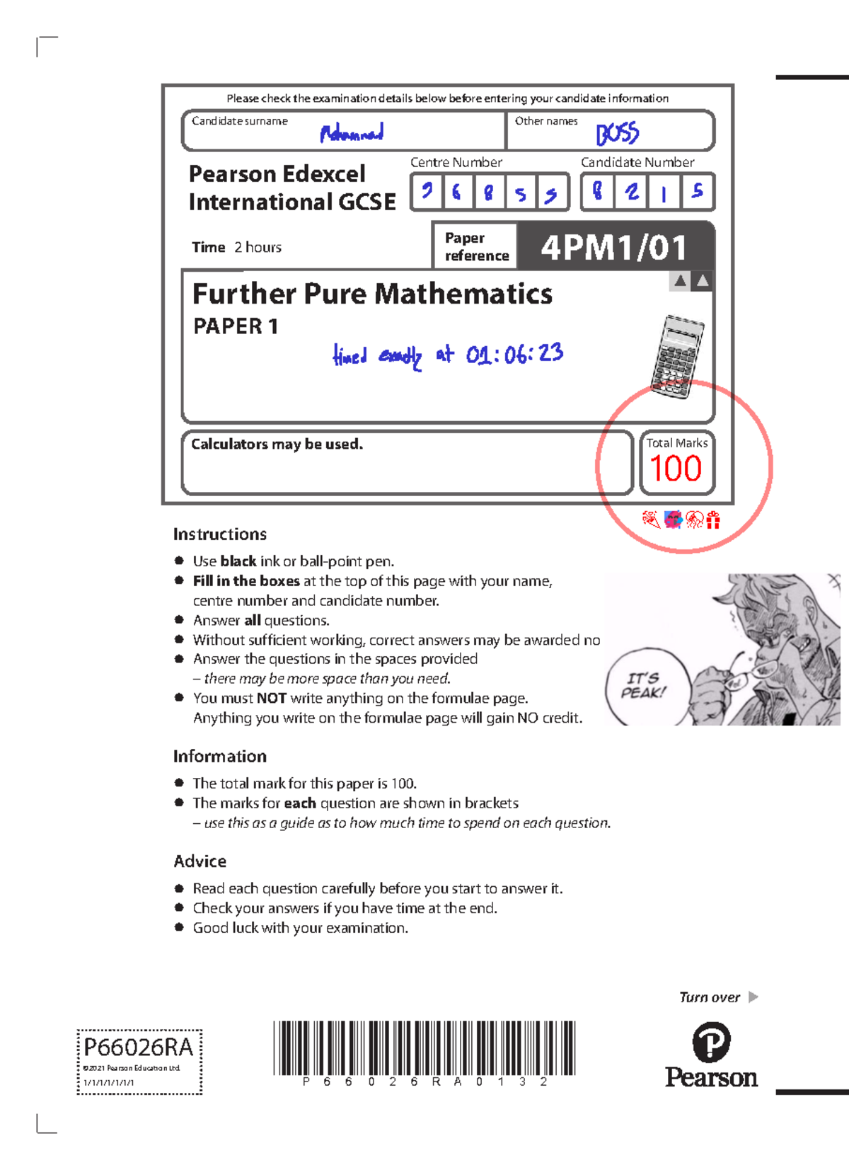 Further Pure Mathematics Exam Paper - P66026RA Details - Studocu