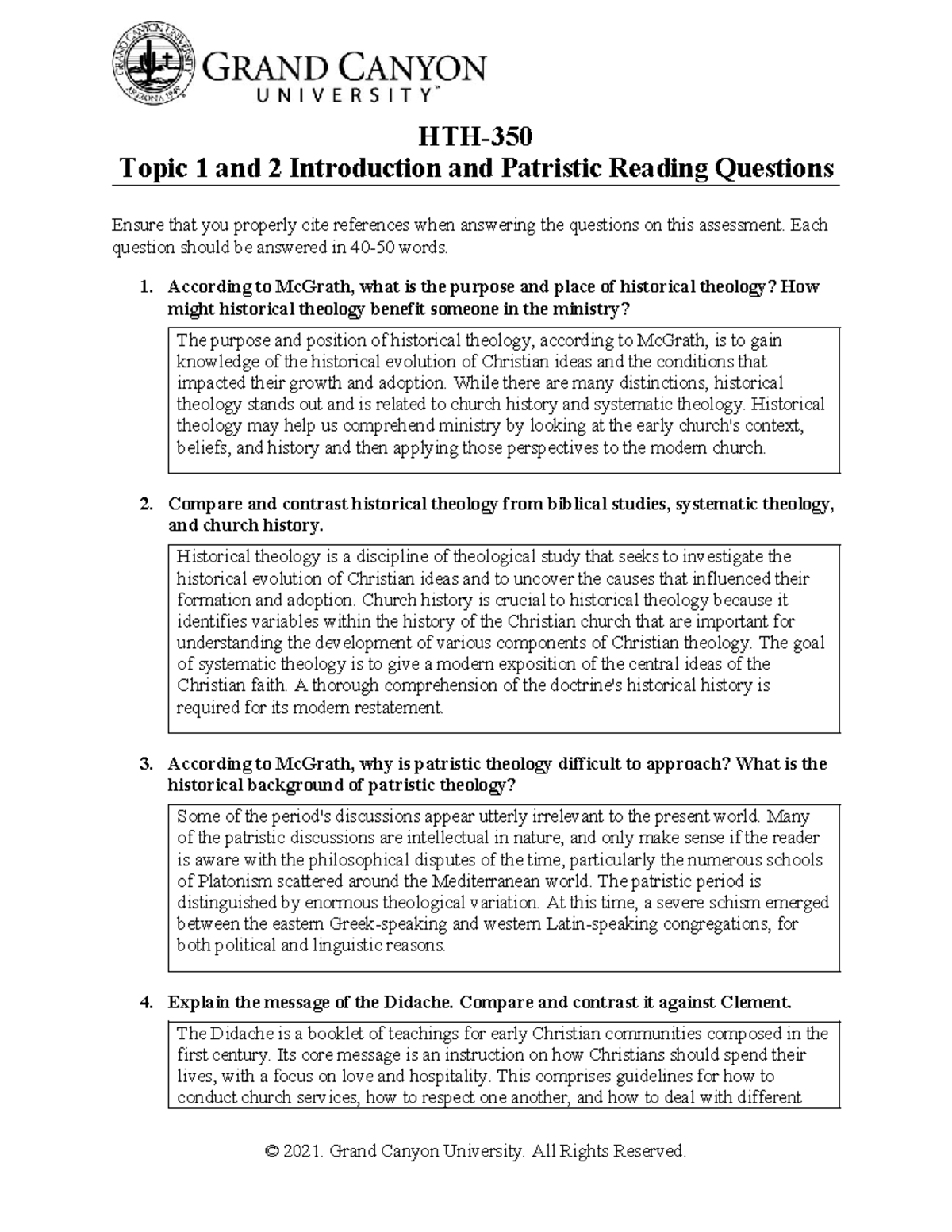 HTH 350 RS T1T2Introduction And Patristic Reading Questions - HTH ...