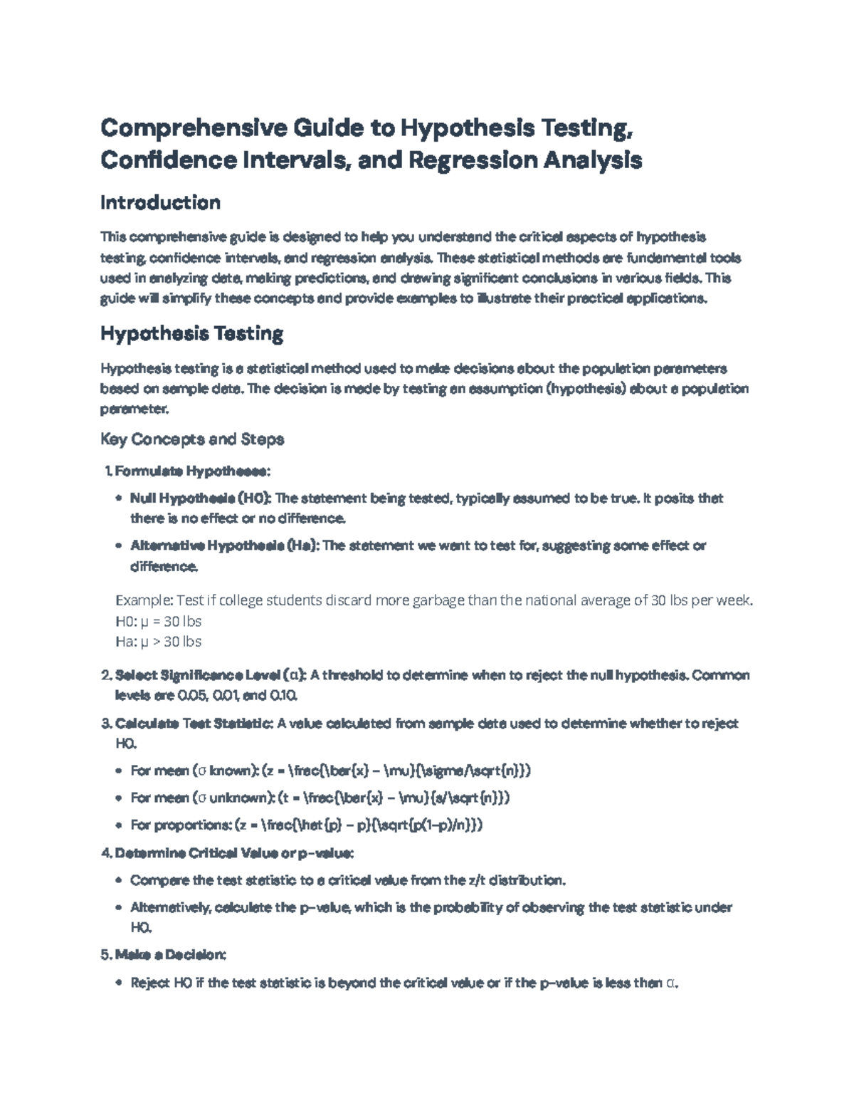 Comprehensive Guide to Hypothesis Testing & Regression Analysis ...