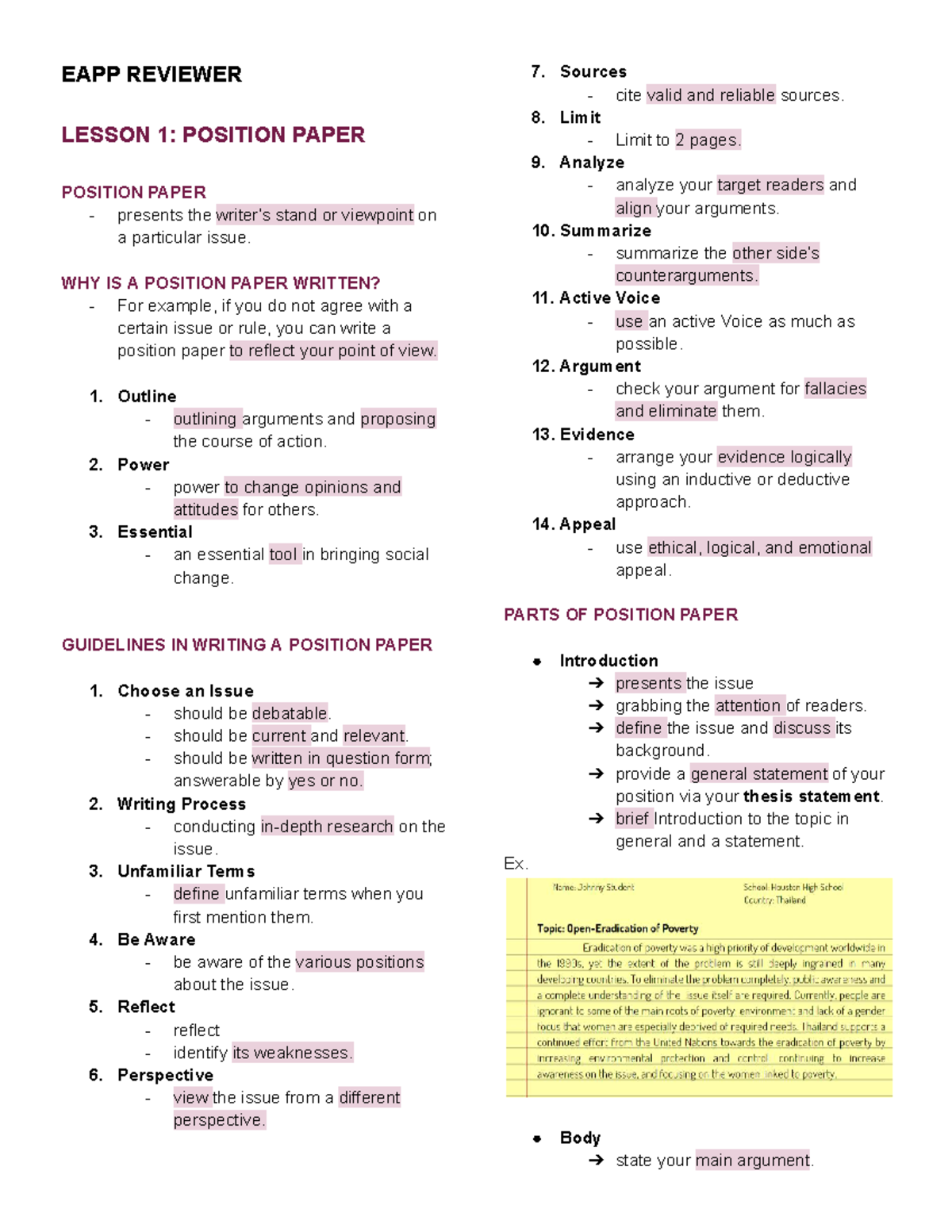 2QTR EAPP Reviewer: Position Paper Writing Guidelines and Techniques ...