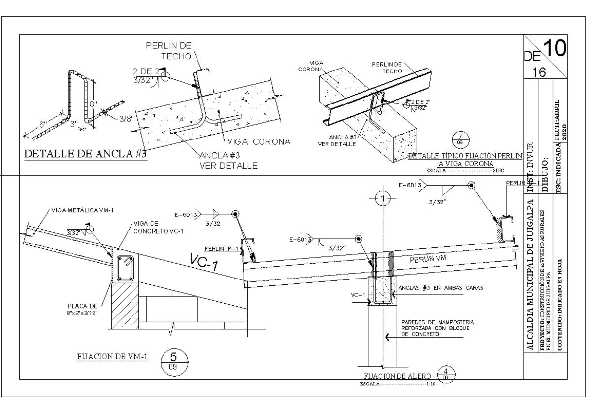 Detalles Estructurales DE Techo - DETALLE TÍPICO FIJACIÓN PERLIN A VIGA ...