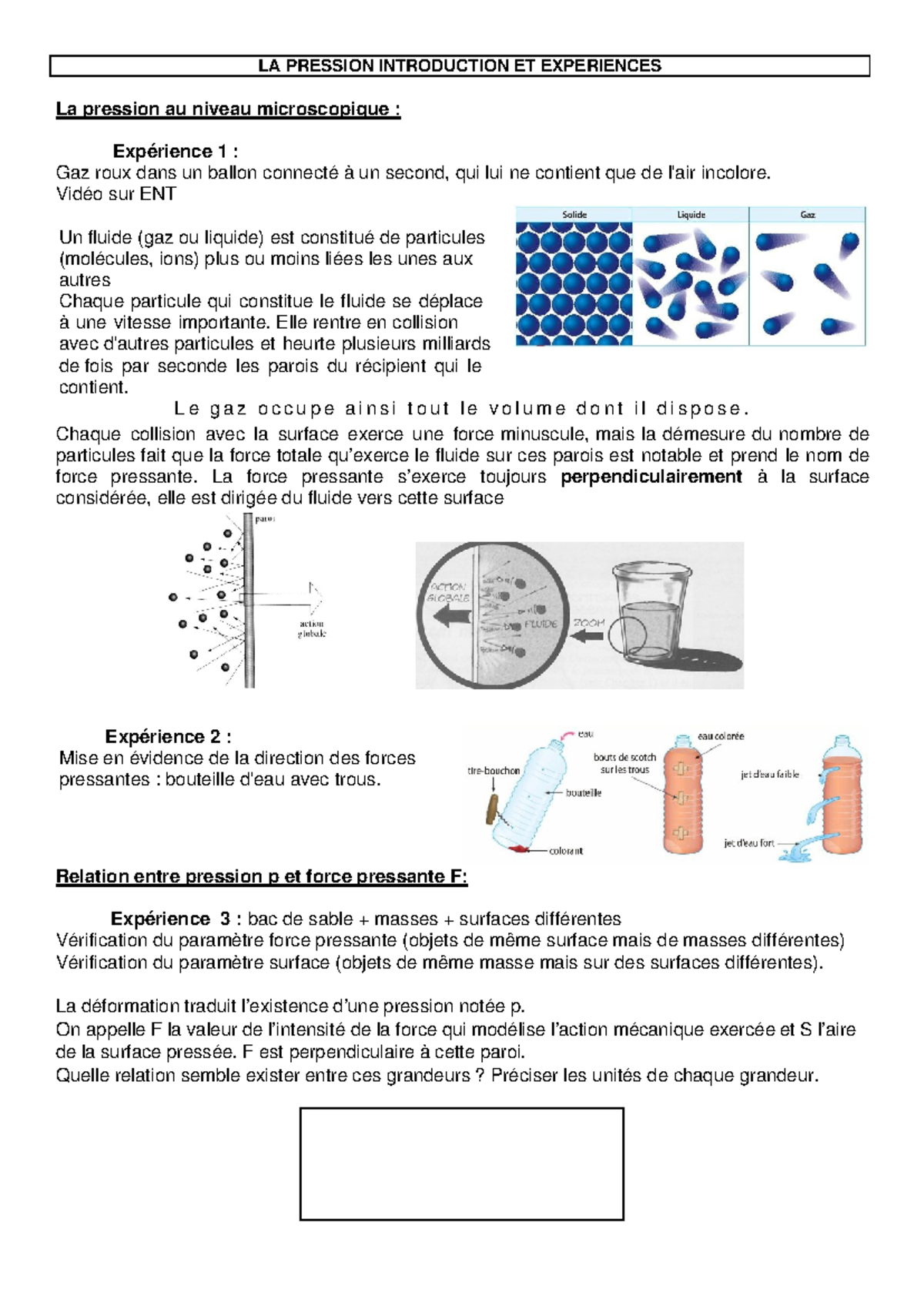 Introduction à la Pression en Physique - Cours ITP101 - Studocu
