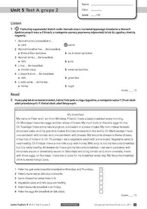 Together kl4 U3 Unit Test Standard B - Together dla 4 klasy Tests ...