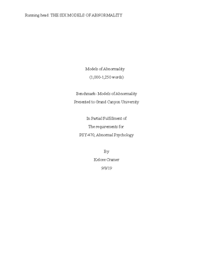 Models of abnormality: A comprehensive analysis and examples - Studocu