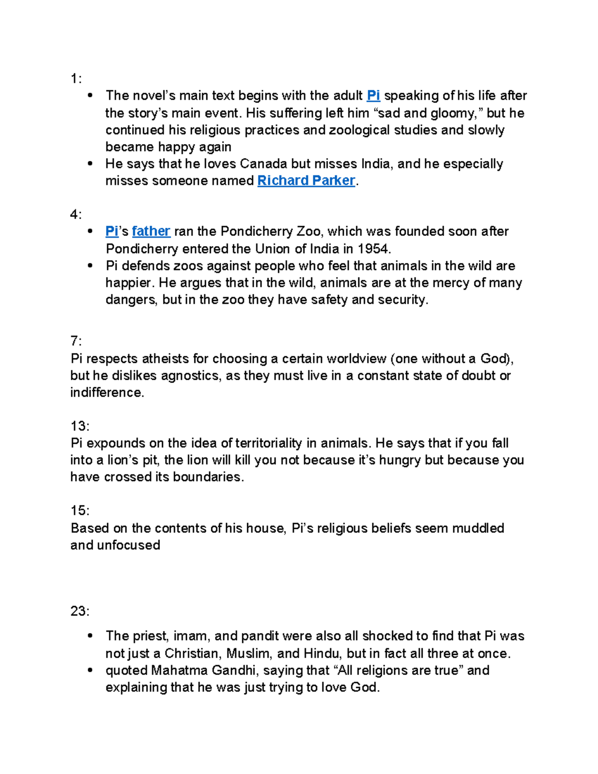 Life of Pi Chapter Summaries: Key Insights and Themes - Studocu