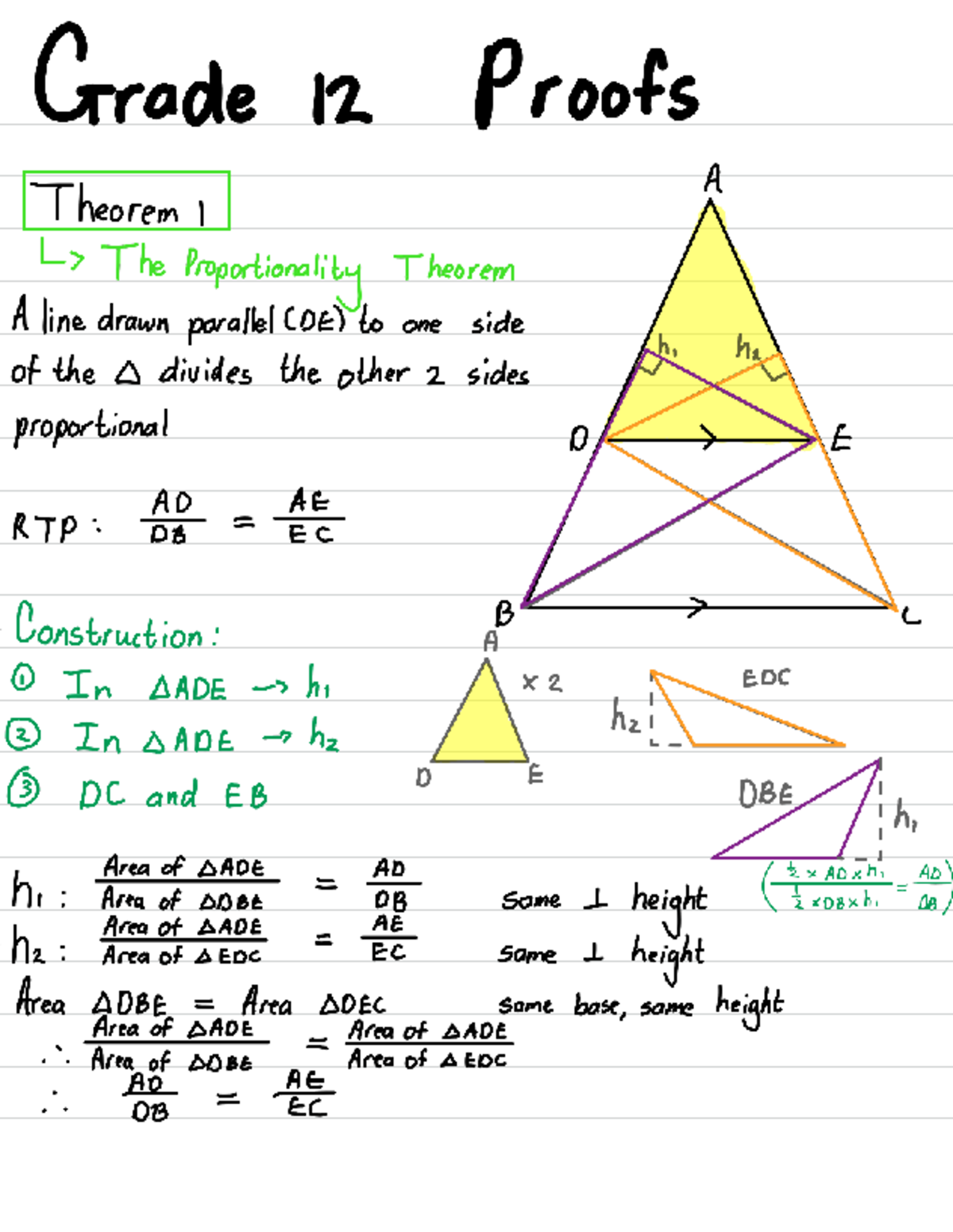 Grade 12 Similarity & Proportionality Theorems Notes - Studocu