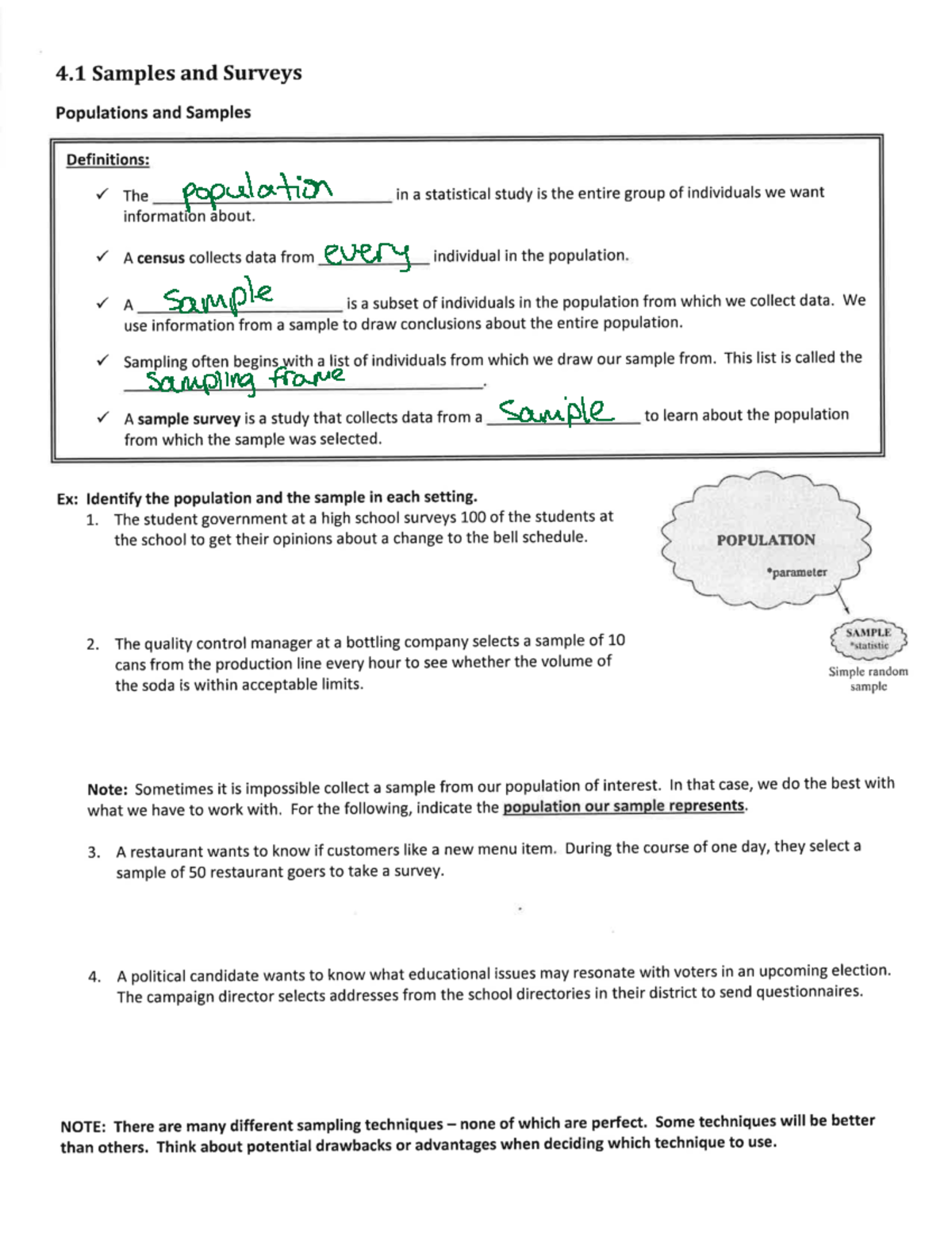 Stats 101: Chapter 4 Sampling Methods and Bias Analysis Notes - Studocu