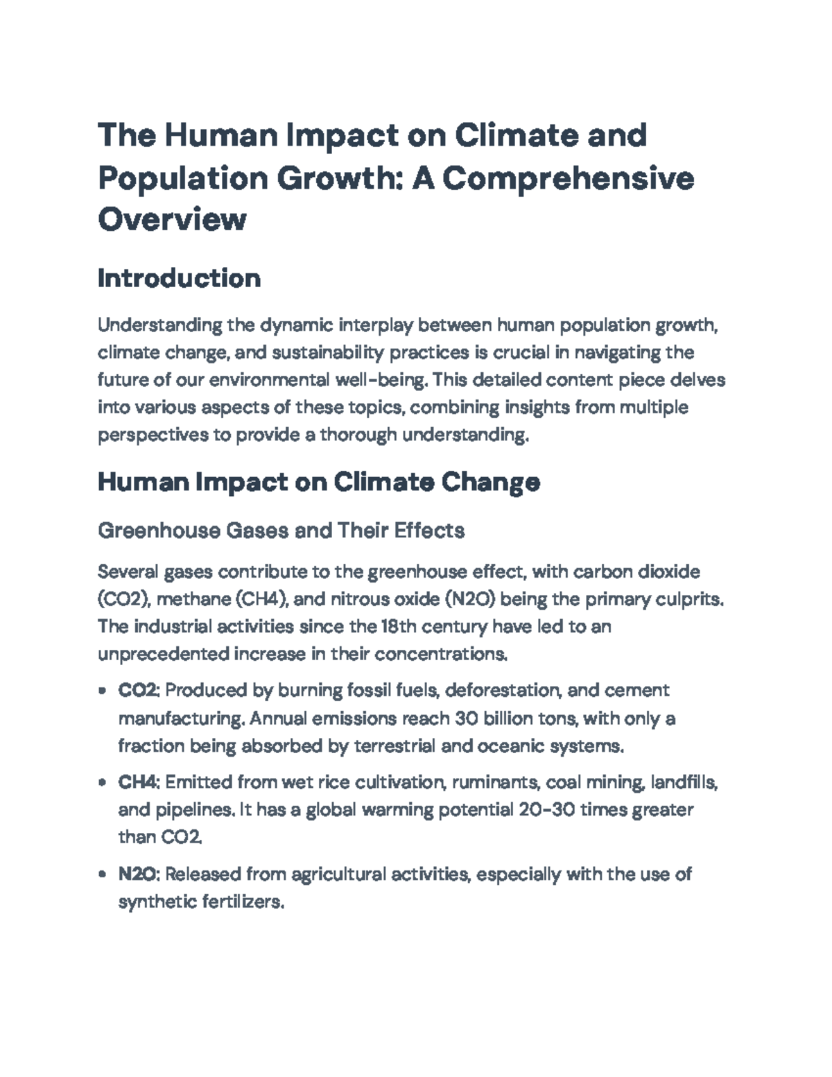 Human Impact on Climate and Population Growth: A Detailed Overview ...