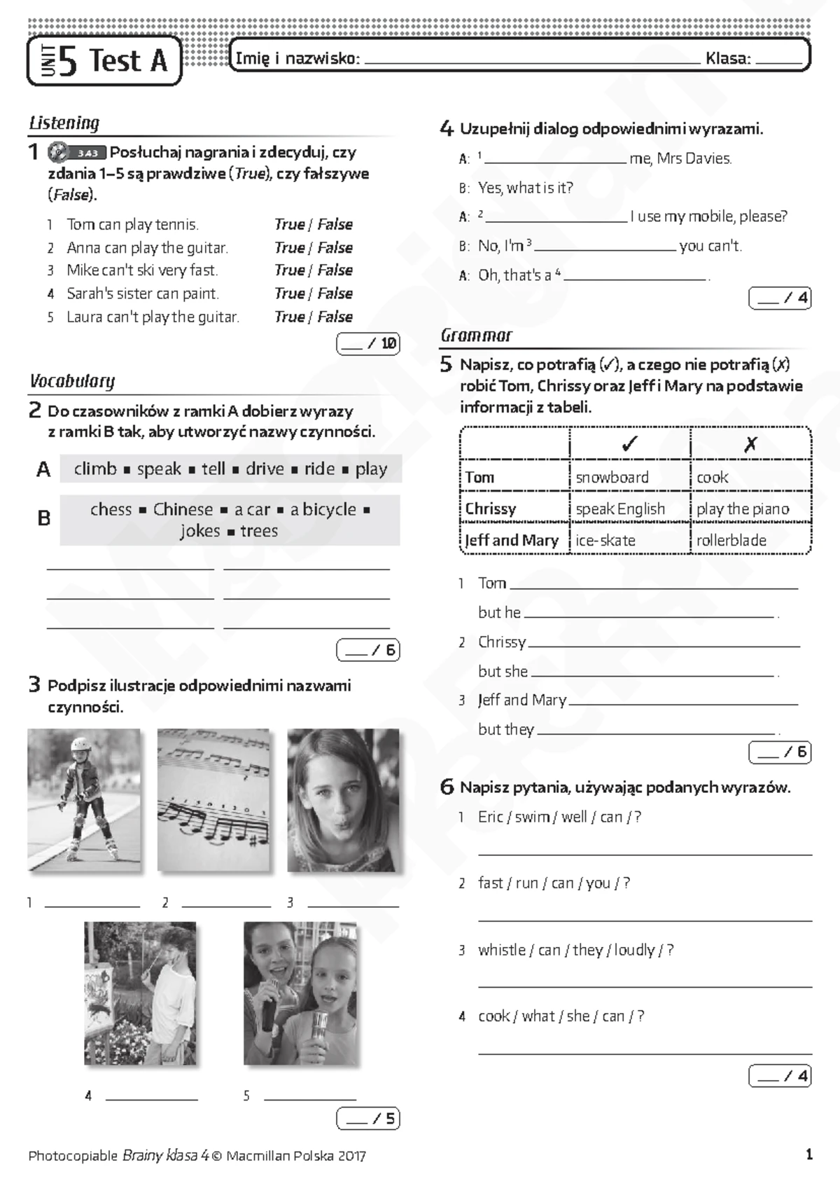 Brainy kl4 Unit Test 6A - Comprehensive Review and Exercises - Studocu