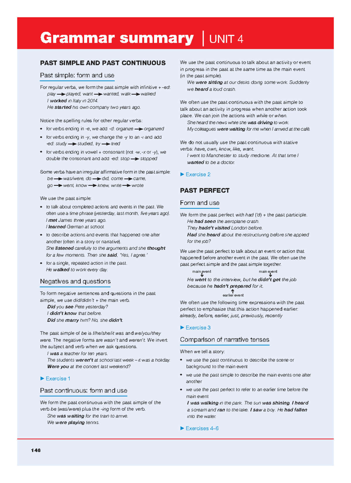 Grammar Summary Unit 4: Past Simple & Past Continuous - Studocu