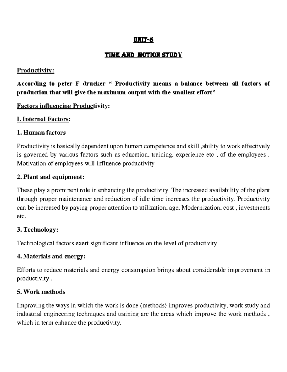 Pom V and VI Unit - Lecture Notes on Productivity and Waste Management ...