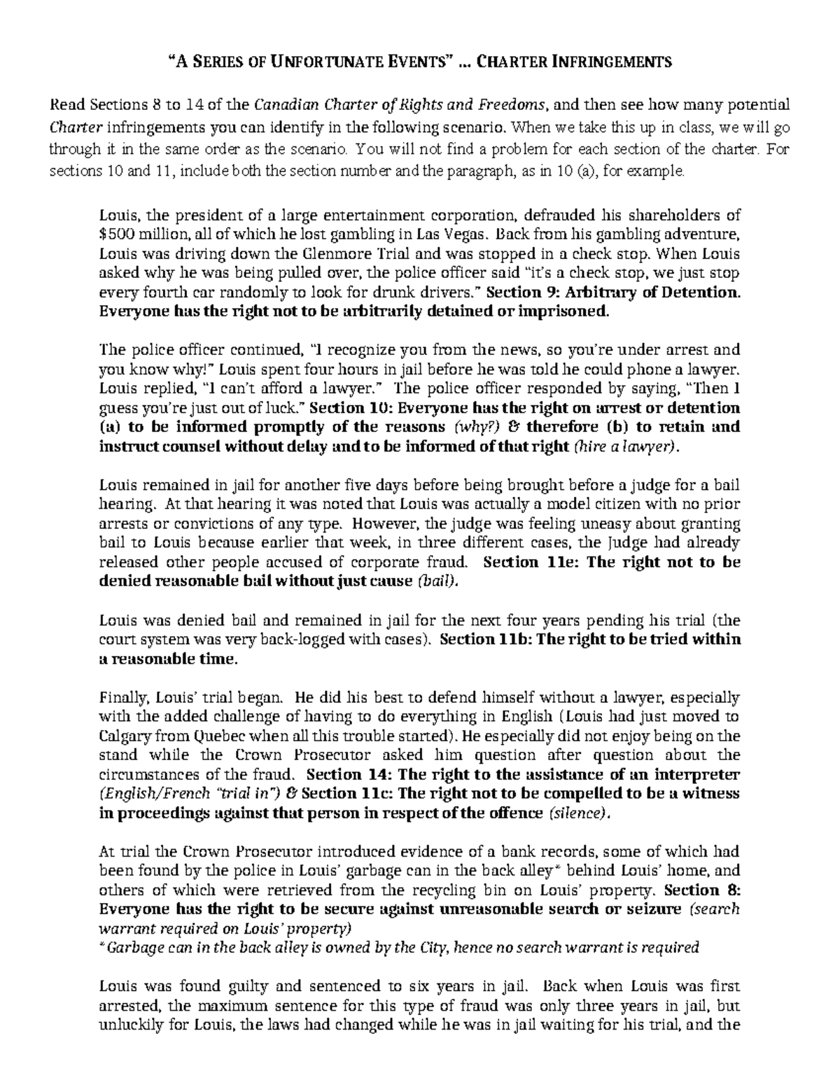 Charter Discussion - Examples of Unfortunate Infringements - Studocu