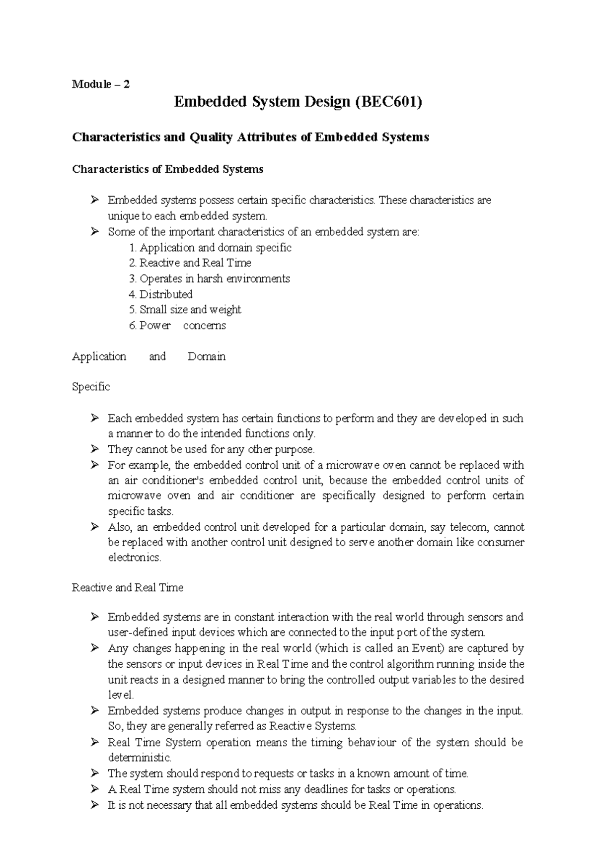 BEC601 Module 2 Notes: Characteristics & Quality Attributes of Embedded ...