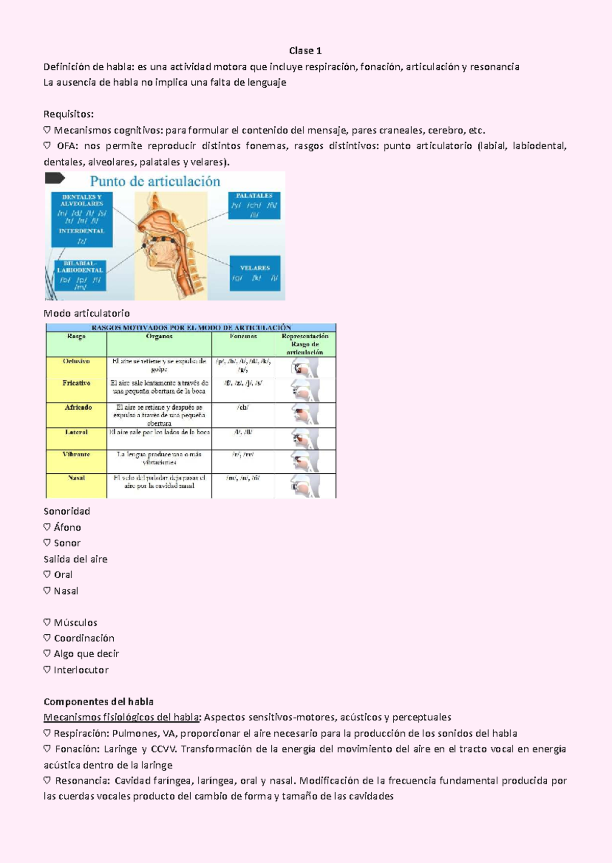 Resumen Certamen 1: Definición y Componentes del Habla - Studocu