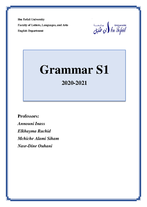 Spoken English EXAM 1 - 1 Department of English Spoken English (S1 ...