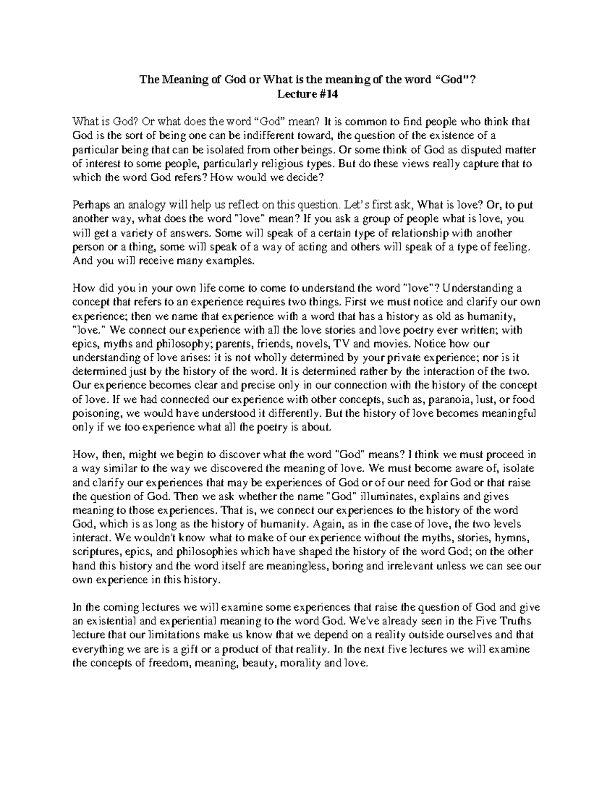The Meaning of God: Exploring the Concept and Its History - Lecture #14 ...