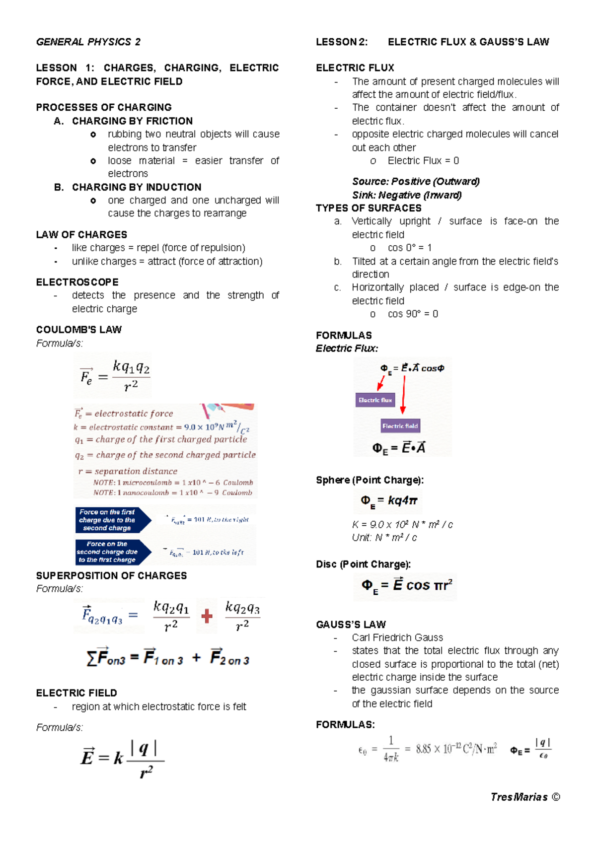 Physics Q3 Reviewer - GENERAL PHYSICS 2 LESSON 1: CHARGES, CHARGING ...
