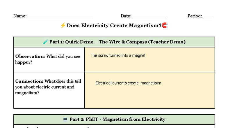 How Does Electricity Create Magnetism? (SCI 101 - Teacher Demo) - Studocu